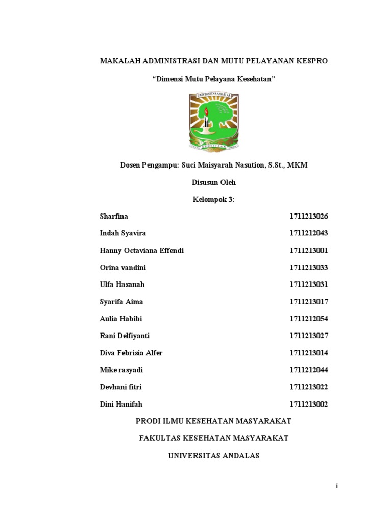 Dimensi Mutu Pelayanan Kesehatan | PDF