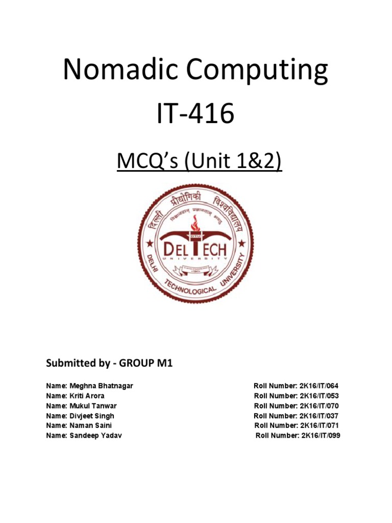 Nomadic Computing: MCQ's (Unit 1&2) | PDF | Channel Access Method | Network Protocols