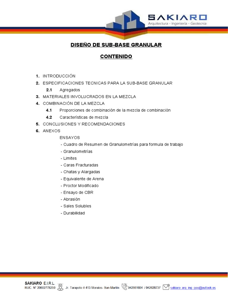 Informe de Sub-Base Granular - HUIMBAYOC | PDF | Albañilería | Hormigón