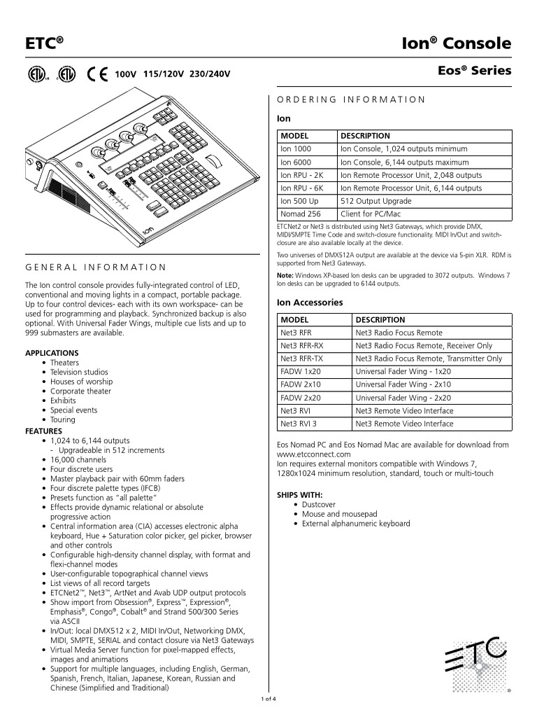 Ion Console ETC: Eos Series | PDF | Command Line Interface | Computer Keyboard