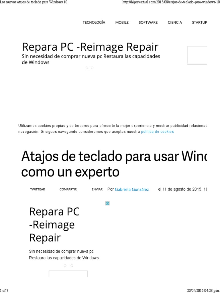 Atajos de Teclado para Usar Windows 10 C PDF | PDF | Windows 10 ...