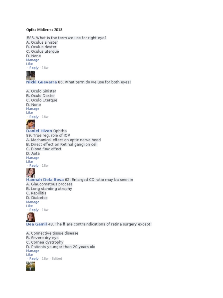 Optha Midterms 2018: Nikki Guevarra | PDF | Retina | Light