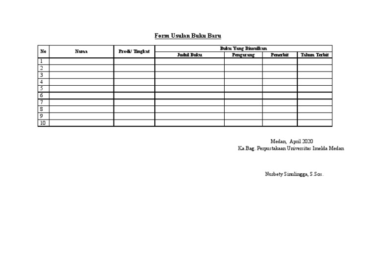 Form Usulan Buku Baru | PDF