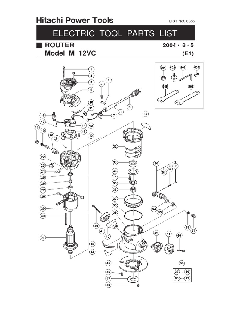 Hitachi Router M12VC - BD - 9292 PDF | PDF | Screw | Components