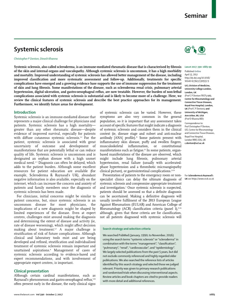 Seminar: Christopher P Denton, Dinesh Khanna | PDF | Epidemiology ...