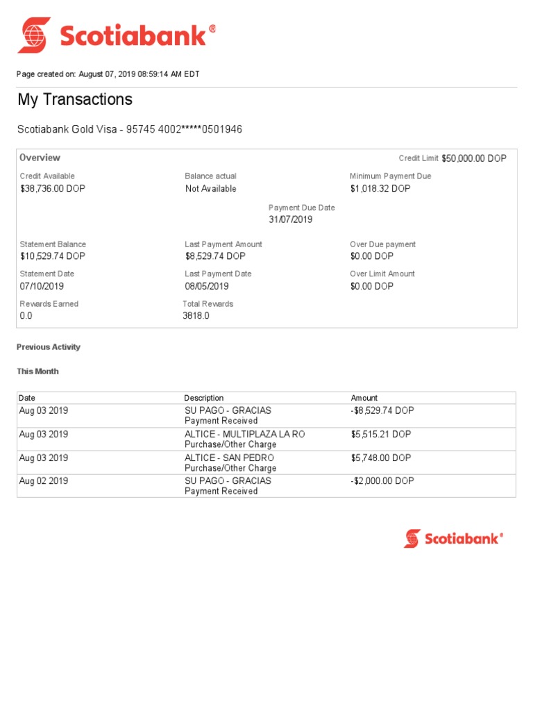Estado de Cuenta Scotiabank PDF | PDF