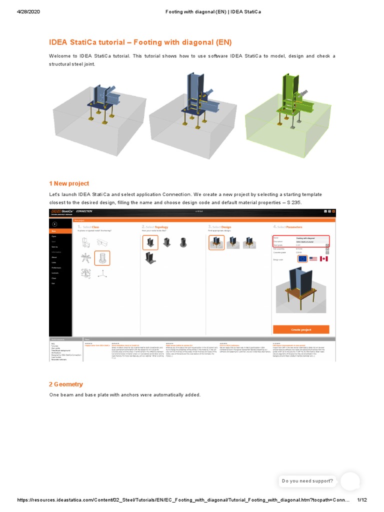 Footing With Diagonal (EN) - IDEA StatiCa PDF | PDF | Software | Computing