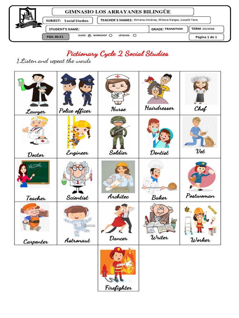 Pictionary Cycle 2 Community Helper | PDF
