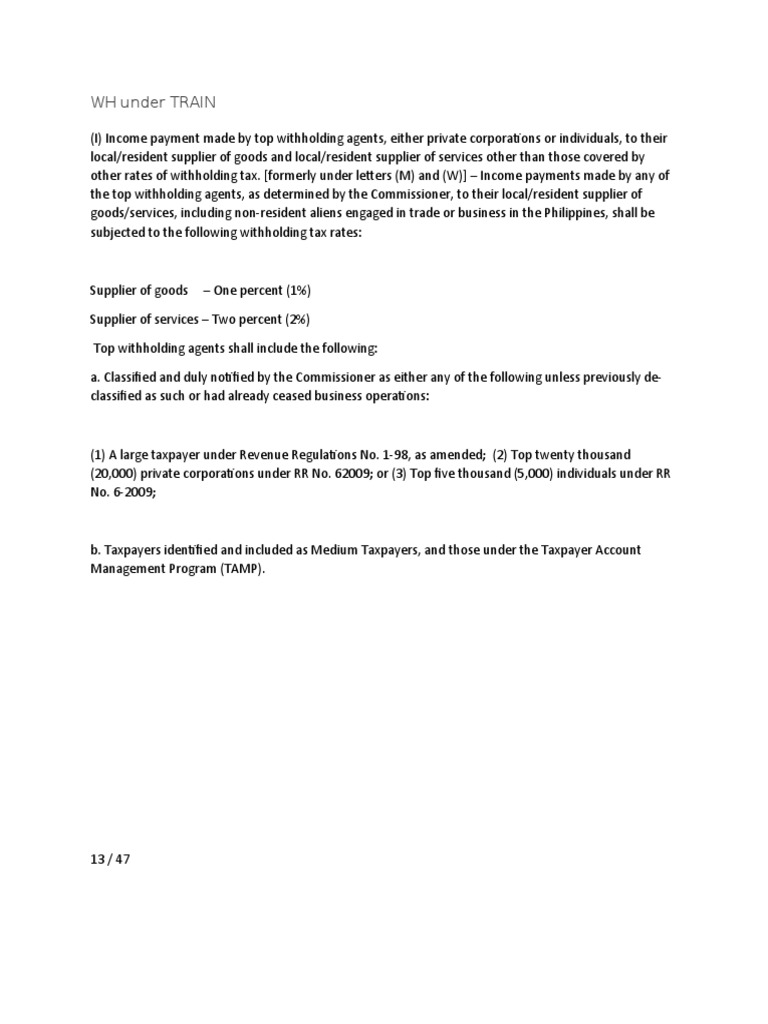 Income Tax Withholding Rates for Payments Made by Large Taxpayers to ...