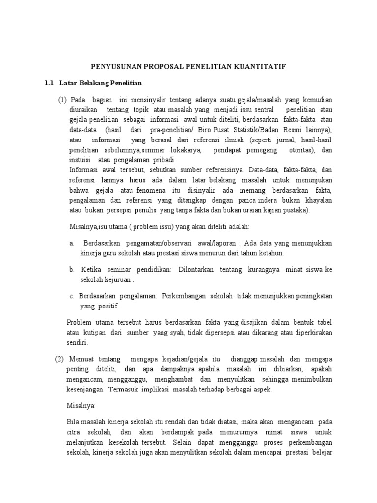 Contoh Proposal Penelitian Kuantitatif | PDF