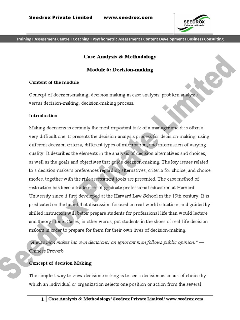 Module 6 Decision-Making PDF | PDF | Choice | Decision Making