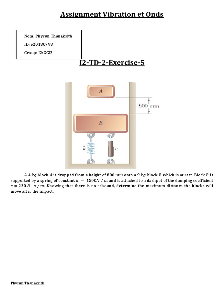 Assignment Vibration Et Onds Ex5 PDF | PDF | Equations | Mathematical Objects