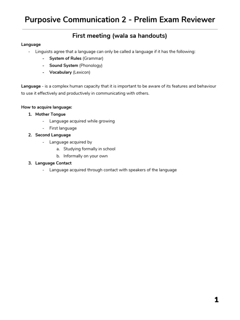 Purposive Communication 2 Prelim Exam Reviewer | PDF | Cybernetics | Communication