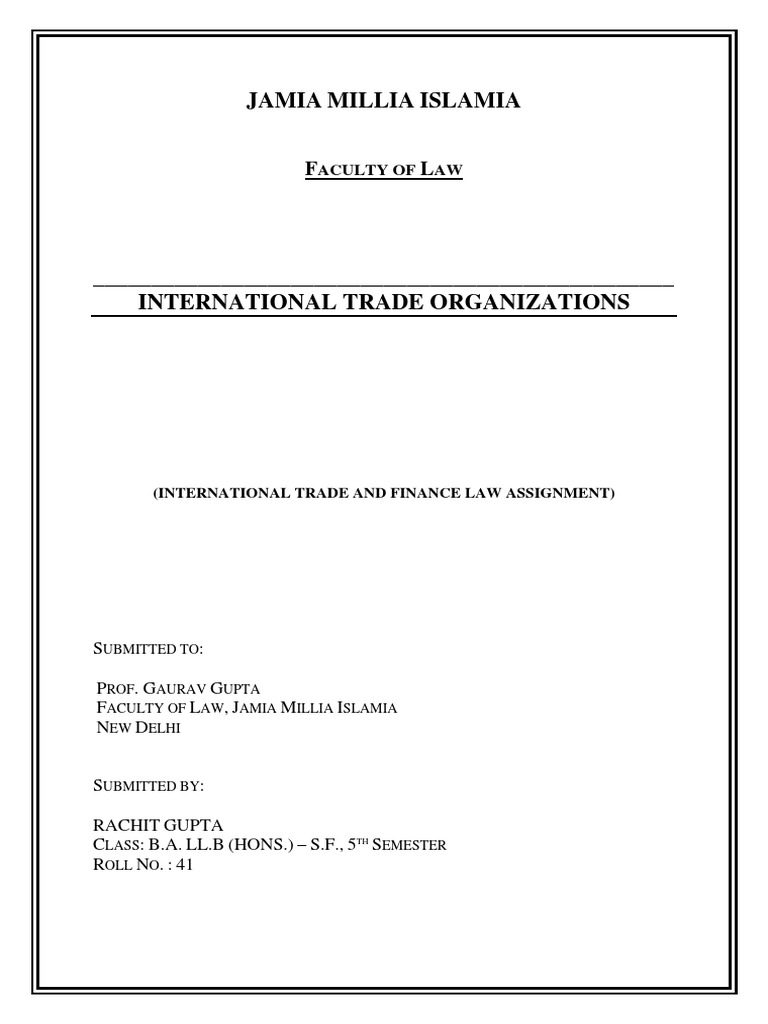 International Trade Organizations Rachit Gupta Final | PDF | Asia ...