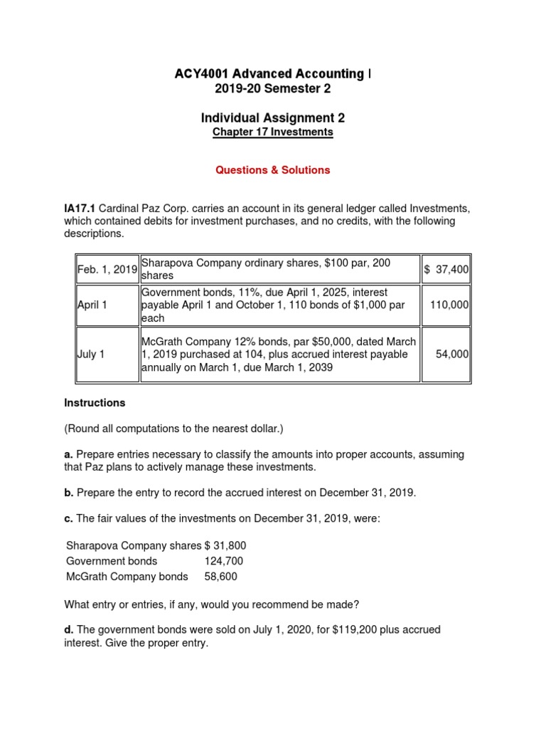 ACY4001 Individual Assignment 2 Solutions | PDF | Option (Finance) | Discounting