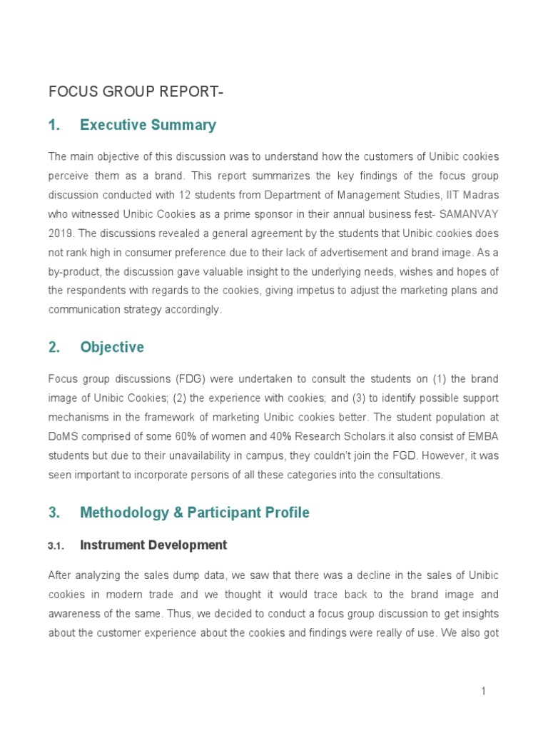 Executive Summary: Focus Group Report | PDF | Brand | Focus Group