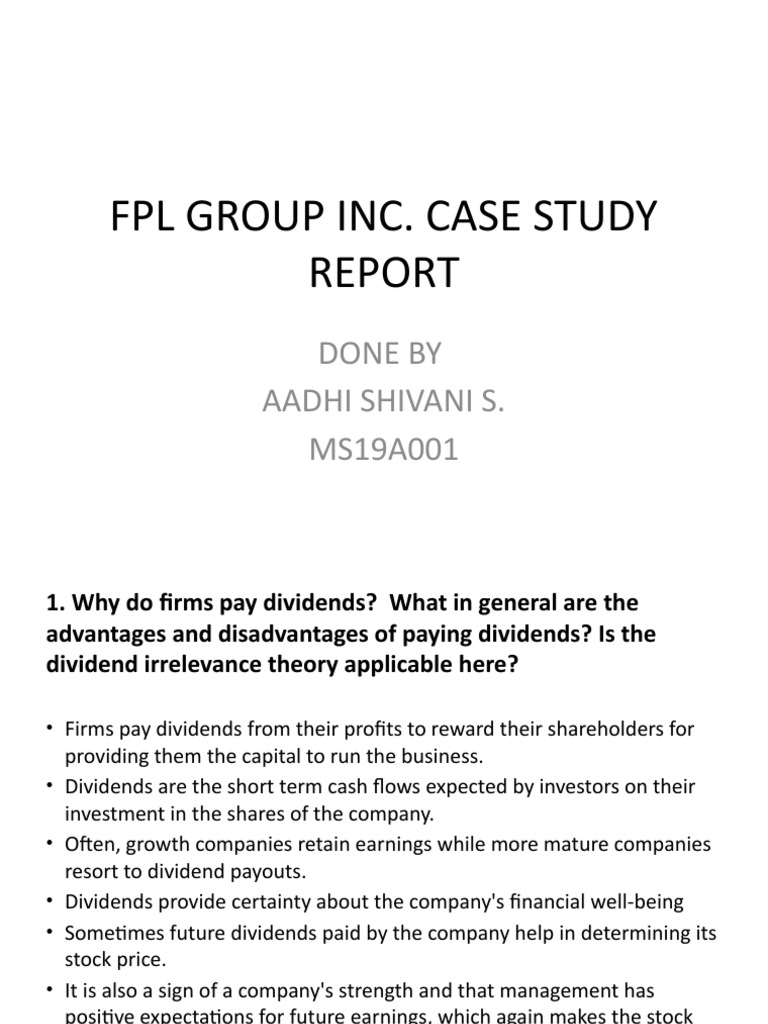 FPL Case Submission MS19A001 | PDF | Dividend | Investor