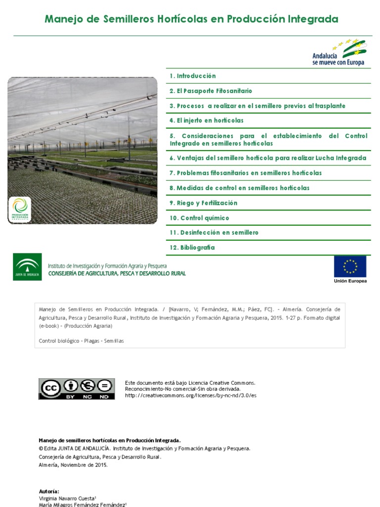 Manejo de Semilleros en Producción Integrada PDF | PDF | Control biológico de plagas | Injerto