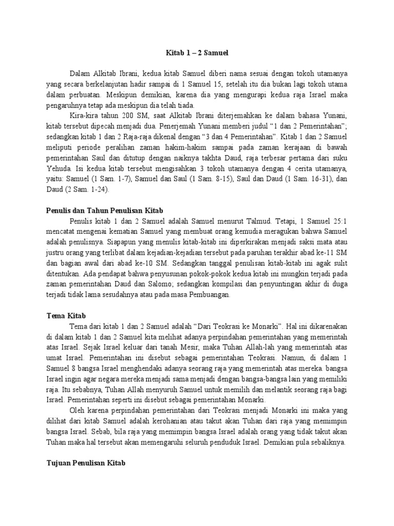 Kitab 1 - 2 Samuel | PDF