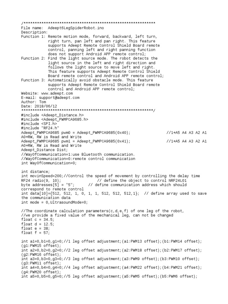 Adeept 6 Leg Spider Robot | PDF | Integer (Computer Science) | Computing
