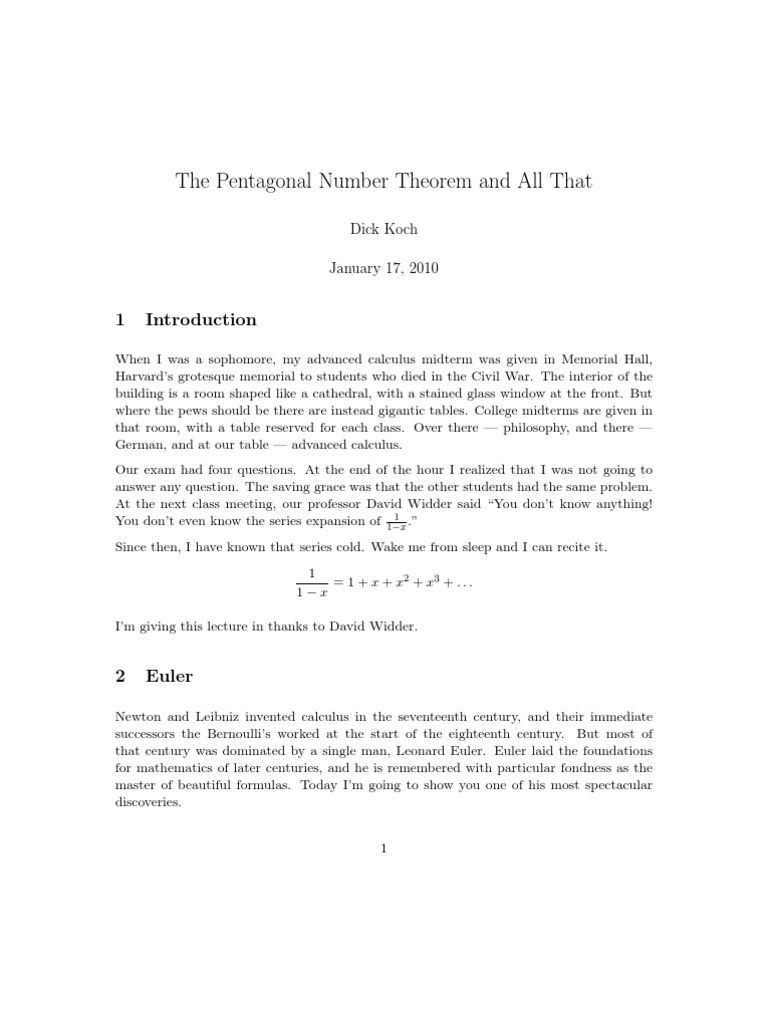 Pentagonal Numbers | PDF | Mathematical Proof | Number Theory