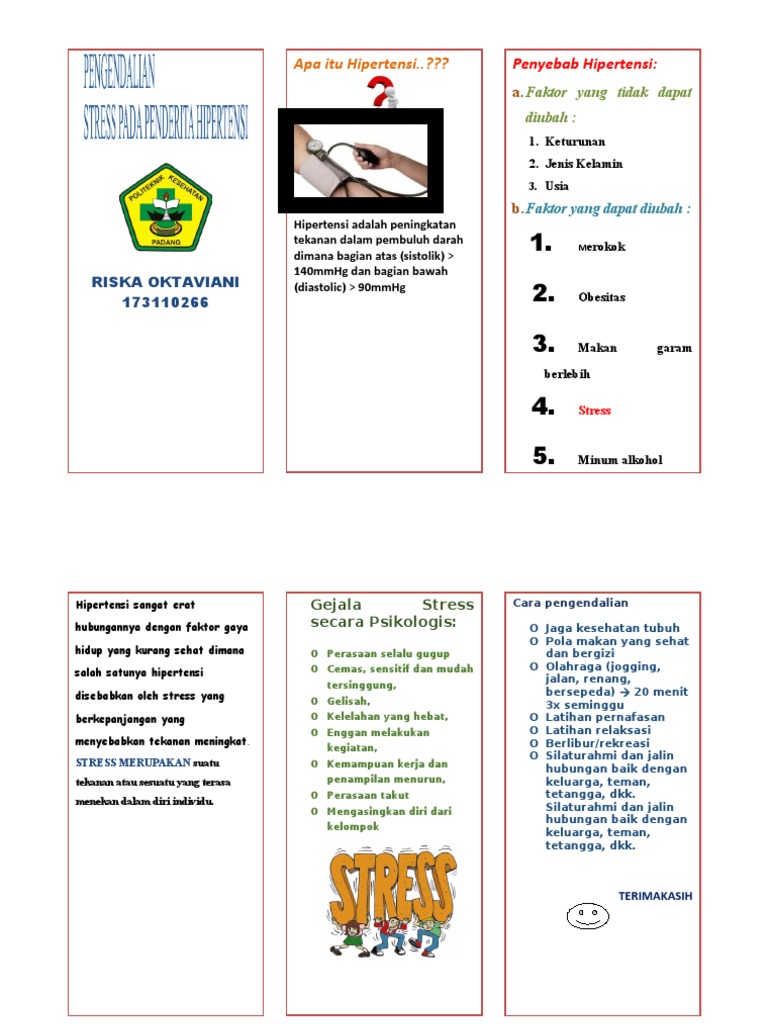 Leaflet Pengendalian Stress Pada Pasien Hipertensi | PDF