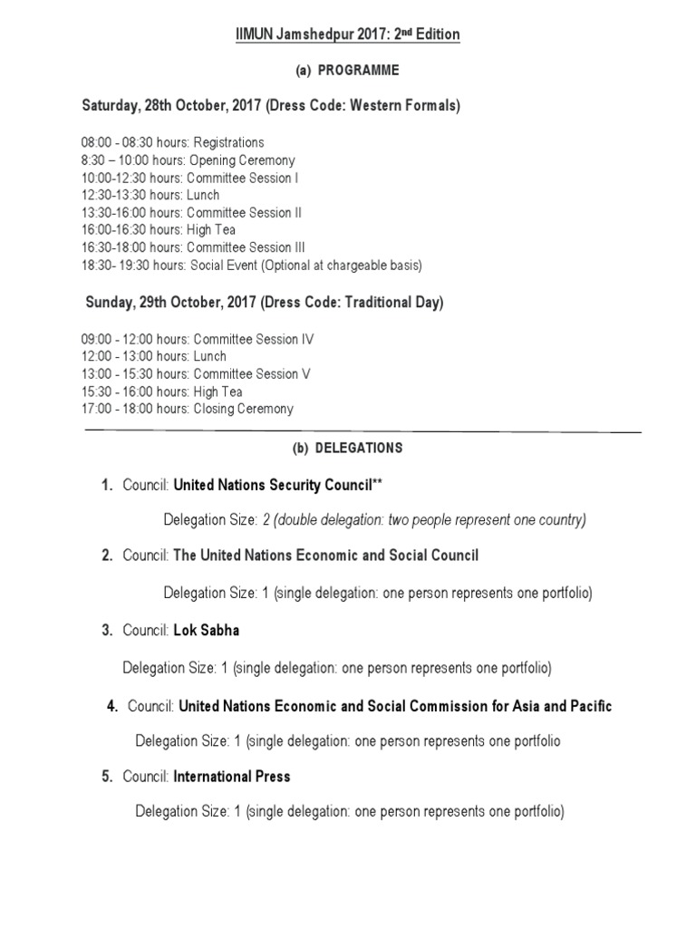 IIMUN Jamshedpur 2017: 2 Edition: Sunday, 29th October, 2017 (Dress ...