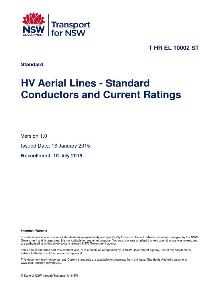 HV Aerial Lines - Standard Conductors and Current Ratings | PDF ...