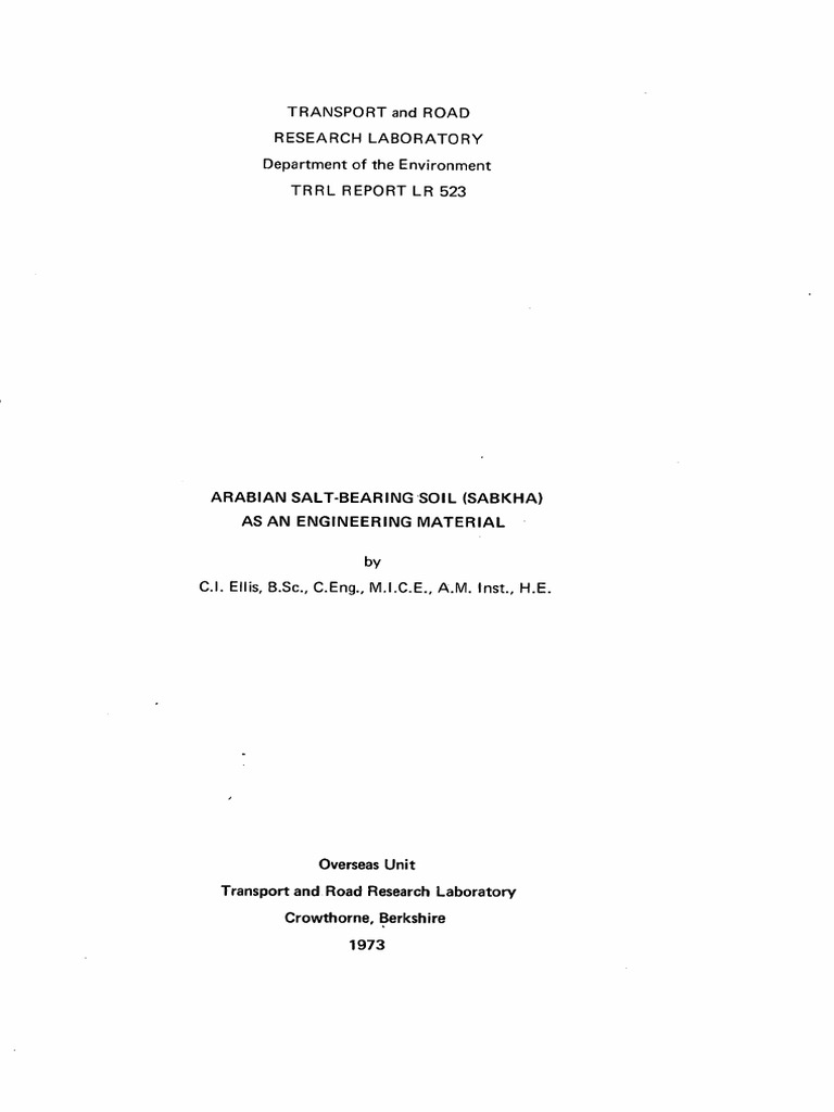 Transport and Road Research Laboratory Department of The Environment ...