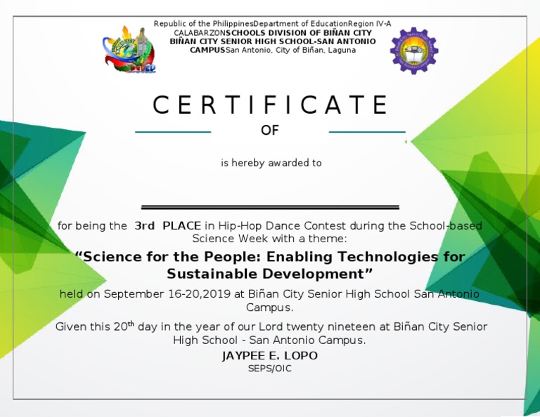 Science Certifcate 4 | PDF