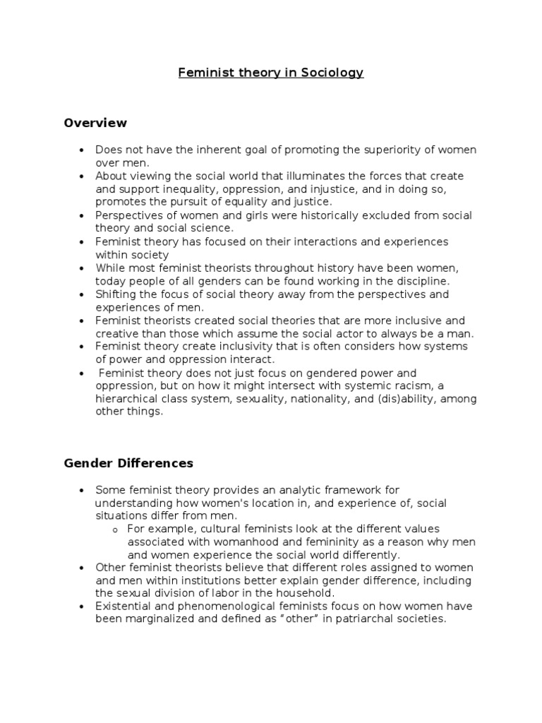 Feminist Theory in Sociology | PDF | Feminist Theory | Feminism