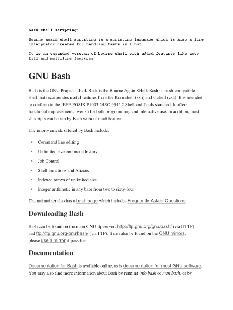 Bash Shell | PDF | Operating System Technology | Unix Bash Shell | PDF | Operating System Technology | Unix