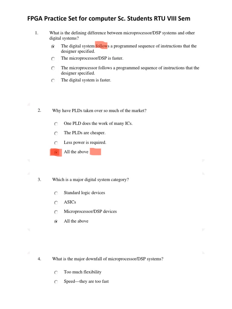 FPGA Practice Set | PDF | Field Programmable Gate Array | Electrical ...