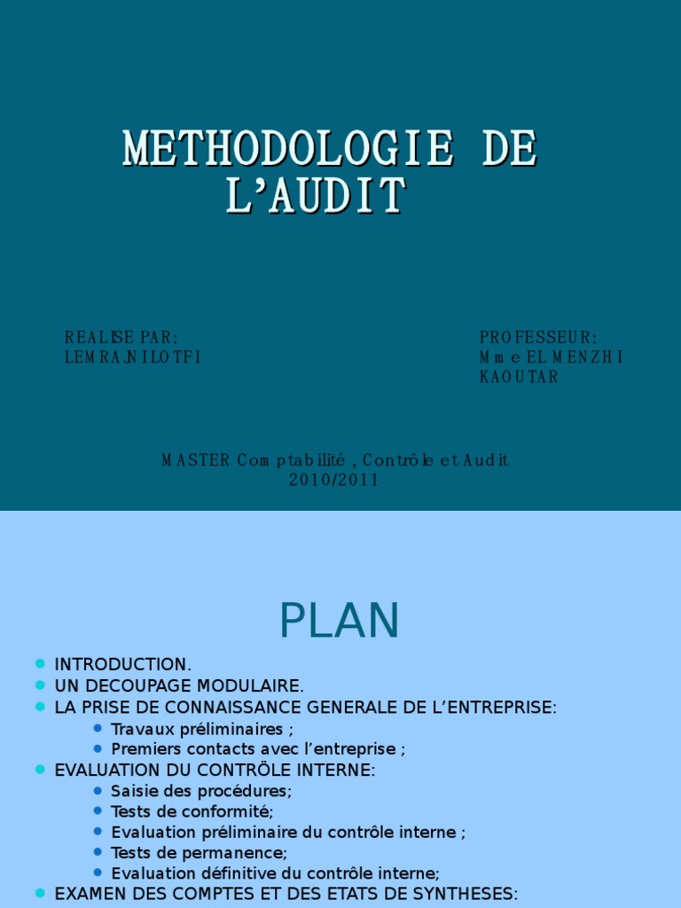 La démarche de l’audit