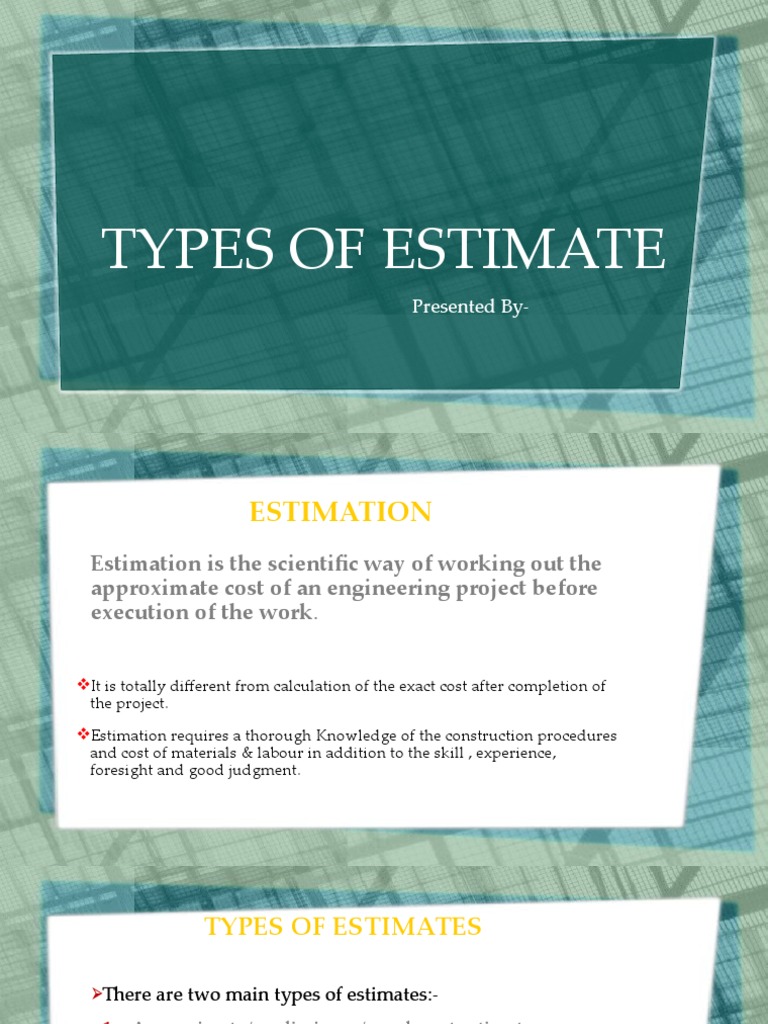Types of Estimate | PDF | Length | Volume