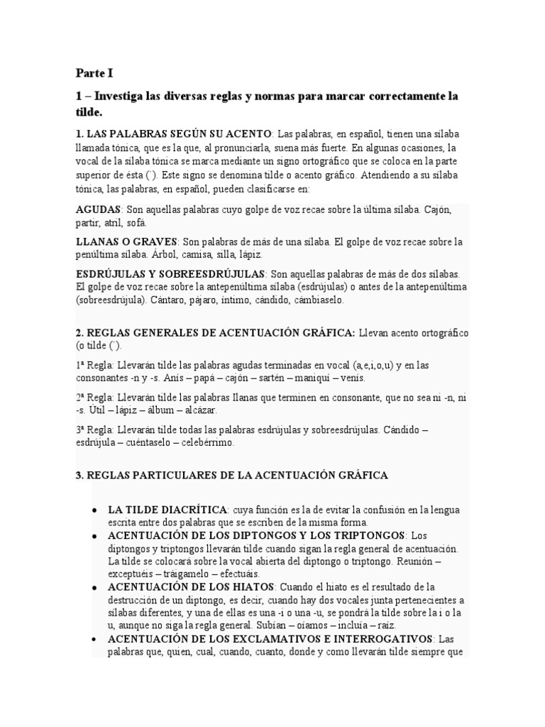 Reglas de La Tilde | PDF | Oración (Lingüística) | Adjetivo
