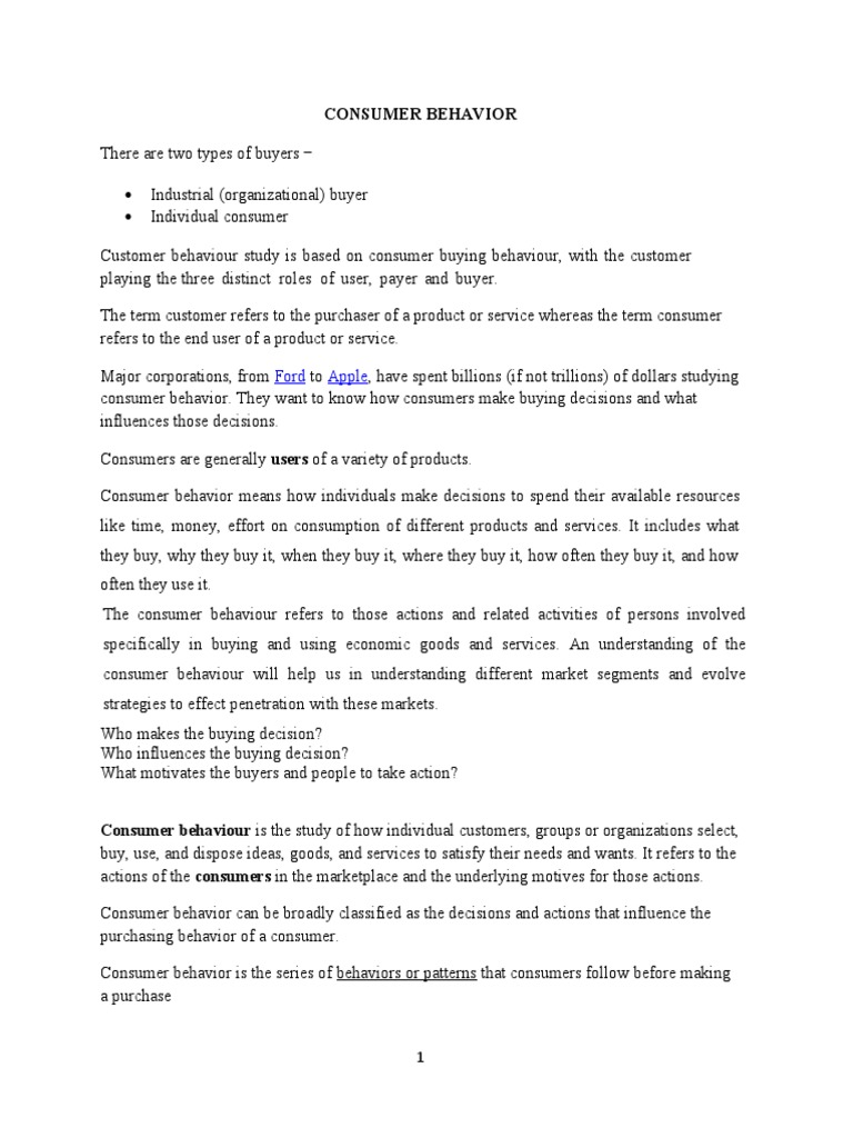 Consumer Behavior: Ford Apple | PDF | Consumer Behaviour | Behavior