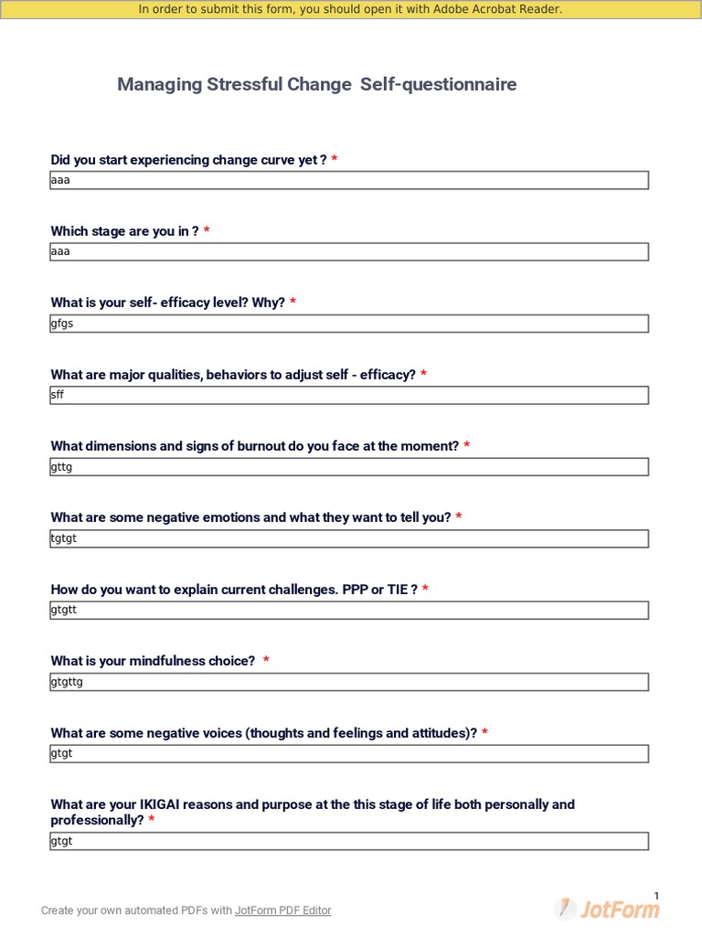 Stress Management Self-Questionnaire | PDF | Business
