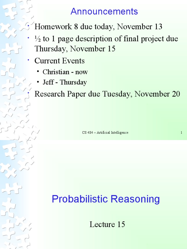 Announcements | PDF | Bayesian Network | Probability And Statistics