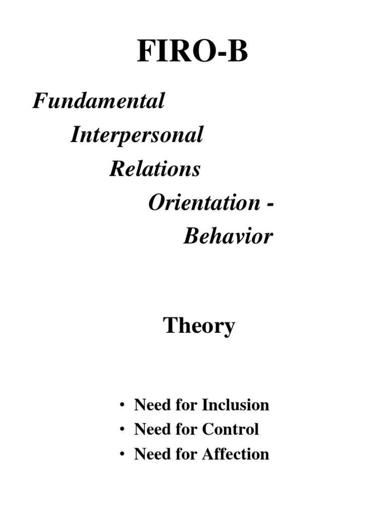 An Analysis of the Fundamental Interpersonal Relations Orientation ...