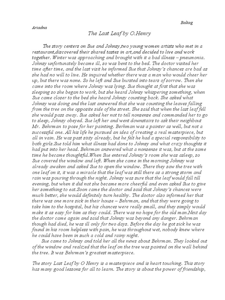 The Last Leaf by O.Henry | PDF