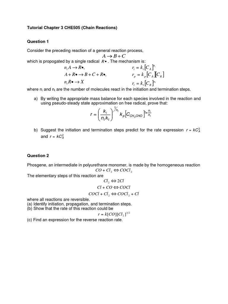 Tutorial Chapter 3 PDF | PDF | Chemical Reactions | Change