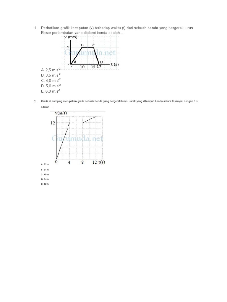 Latihan Soal Gerak Lurus | PDF | Sains & Matematika | Teknologi & Rekayasa Latihan Soal Gerak Lurus | PDF | Sains & Matematika | Teknologi & Rekayasa