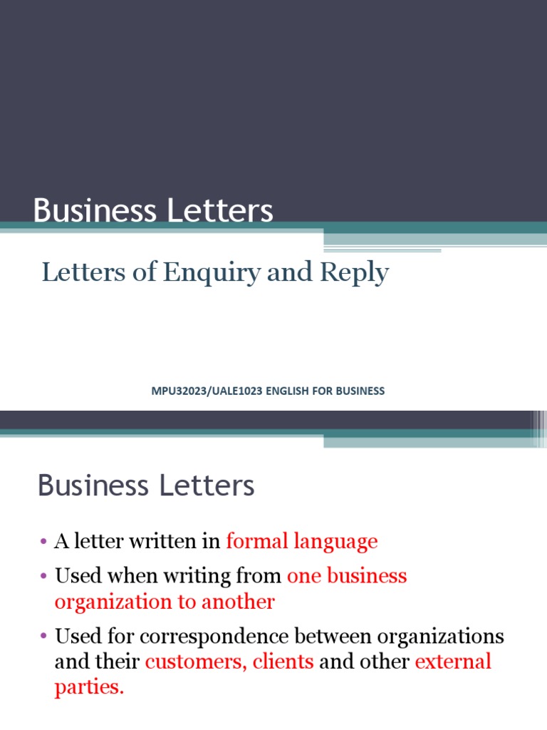 Business Letters: Letters of Enquiry and Reply | PDF | Receipt | Business