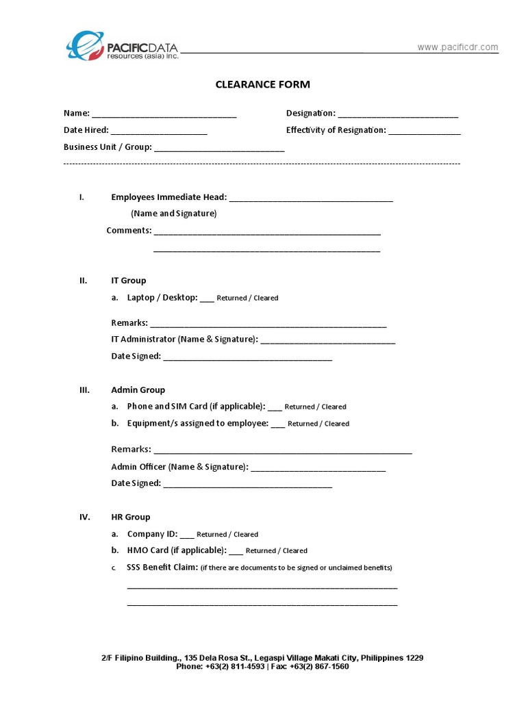 Clearance Form HR-CLR-V001 (Revised) | PDF | Payments | Taxes