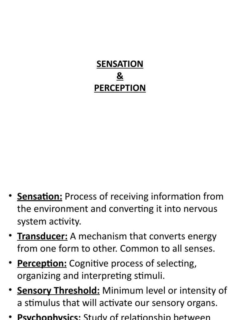 Sensation Perception | PDF | Stimulus (Physiology) | Perception