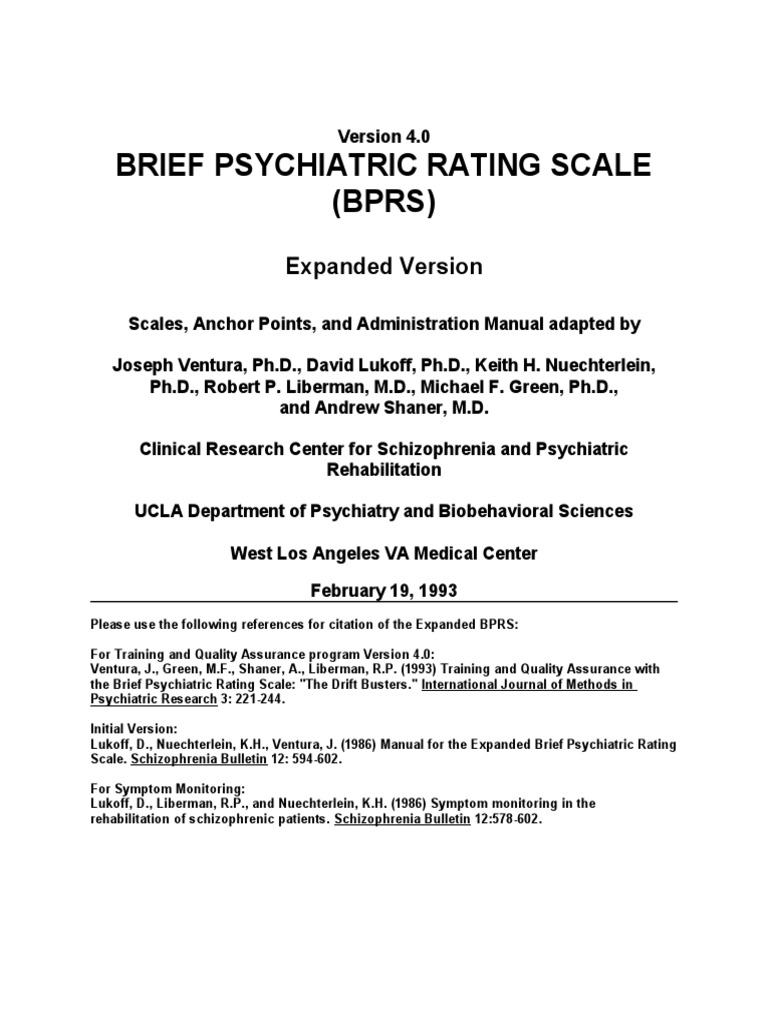 Assessment and Administration of the Expanded 24-Item Brief Psychiatric ...