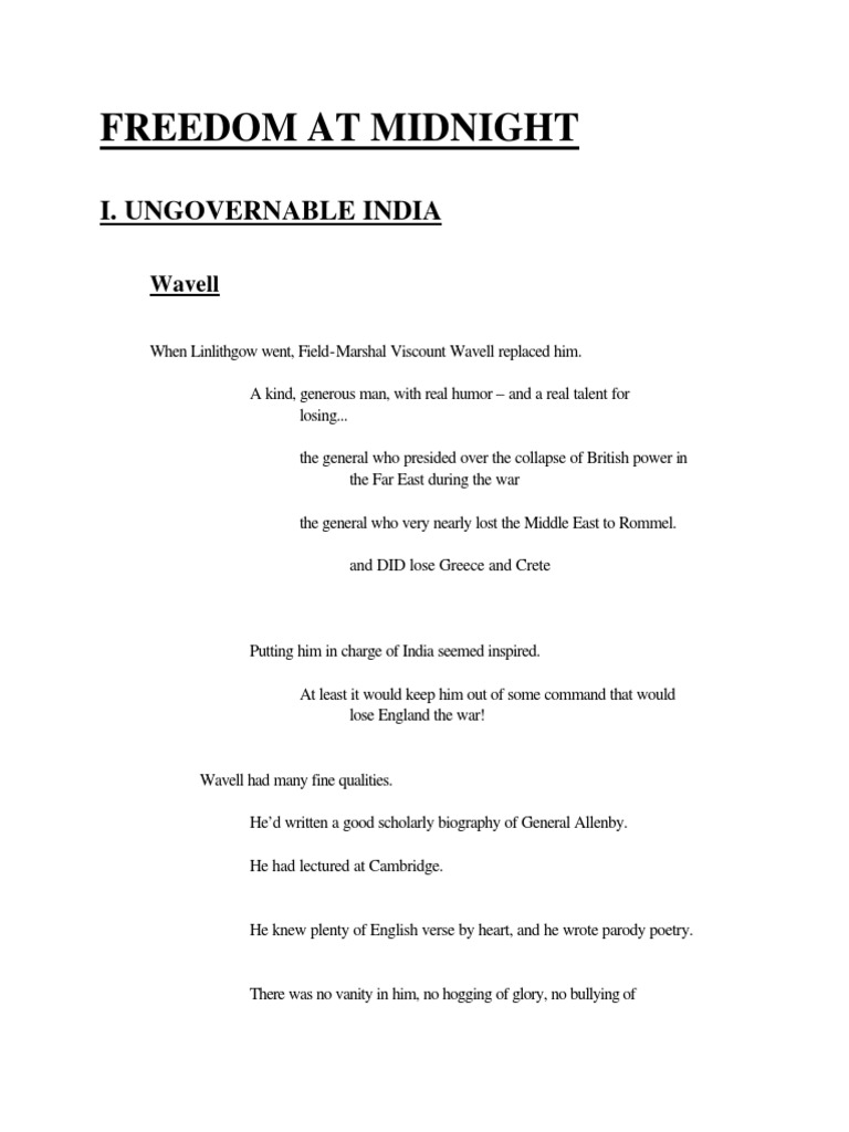 1947 Freedom at Midnight | PDF | Partition Of India | Muhammad Ali Jinnah