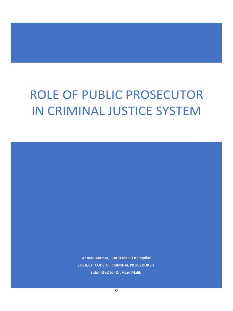 Role of Public Prosecutor in Criminal Justice System | PDF | Prosecutor ...