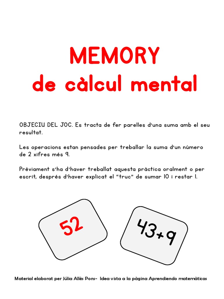 Joc Càlcul Mental | PDF
